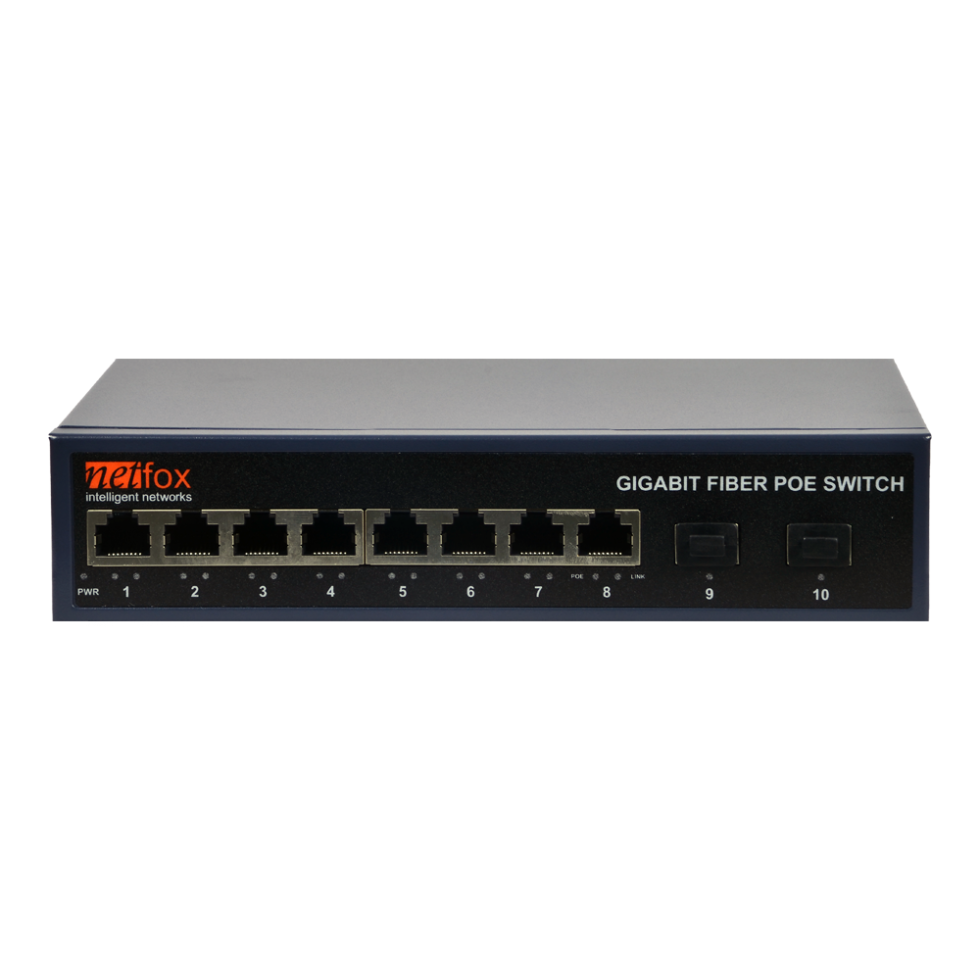 Netfox 8 Port Giga POE Switch+2Giga SFP POE Switch – netfox